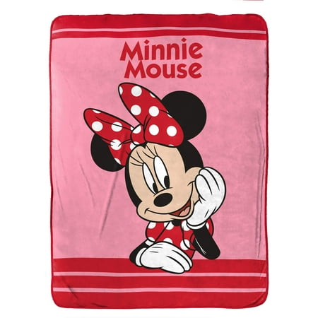 Jay Franco Disney Minnie Mouse Big Eyed Girl Raschel Blanket- Measures ...