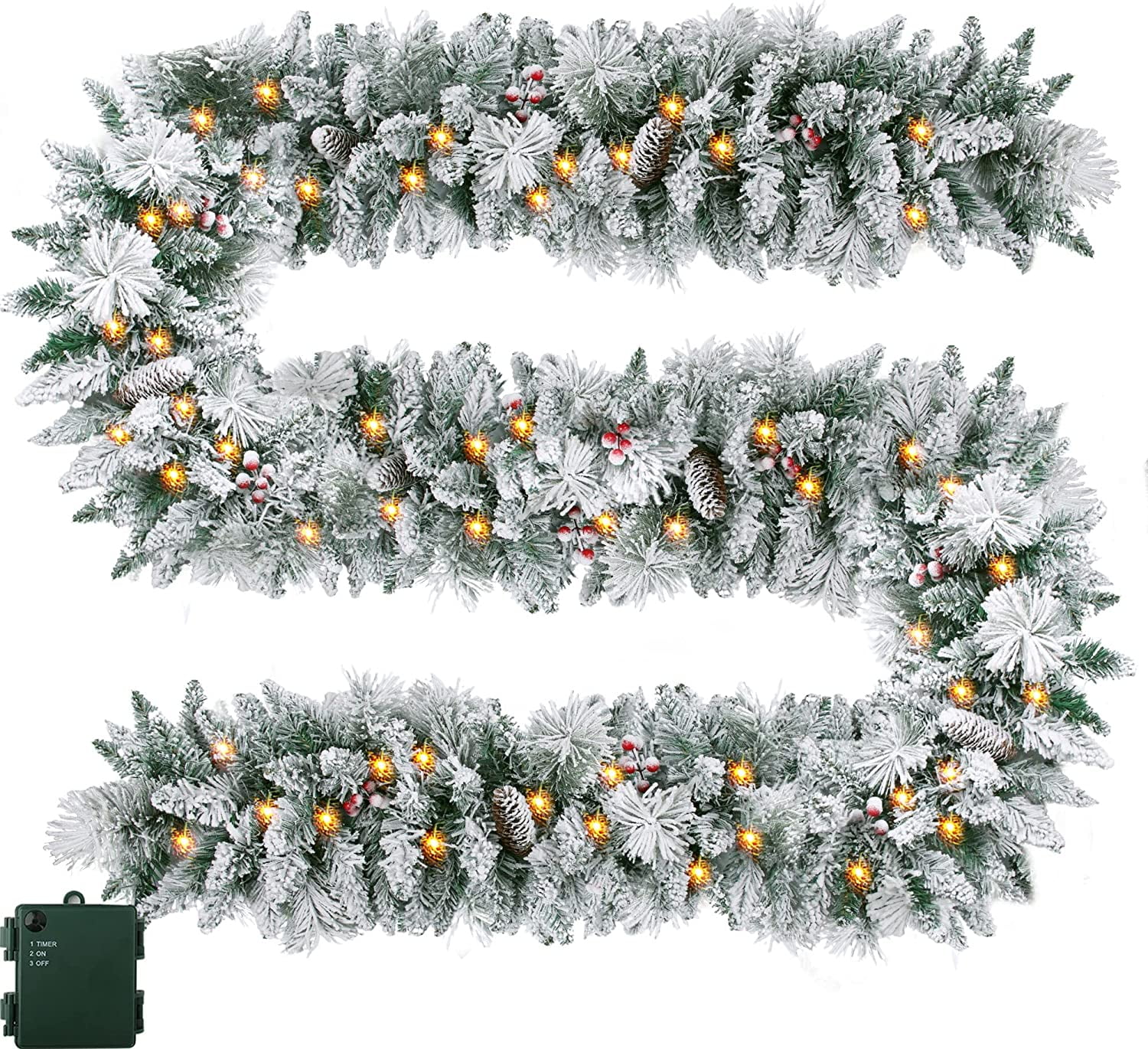 Melliful 9 FT Pre-Lit Christmas Garland with Lights for Outdoor Indoor ...