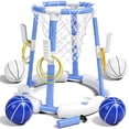 2 in 1 Pool Basketball Hoop with Backboard & Ring Toss Game,Floating ...