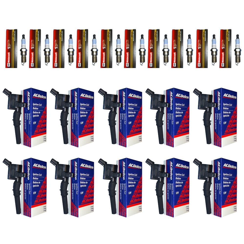 AD Auto Parts Coil Pack - 10 OEM Ignition Coils + 10 SP493 Spark Plugs ...