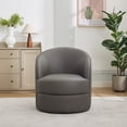 Miekor Furniture Gray Top-Grain Leather Swivel Accent Chair, 360 ...