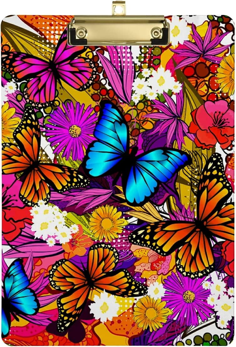 ZHANZZK Flowers Butterflies Clipboard Hardboard Wood Nursing Clip Board ...