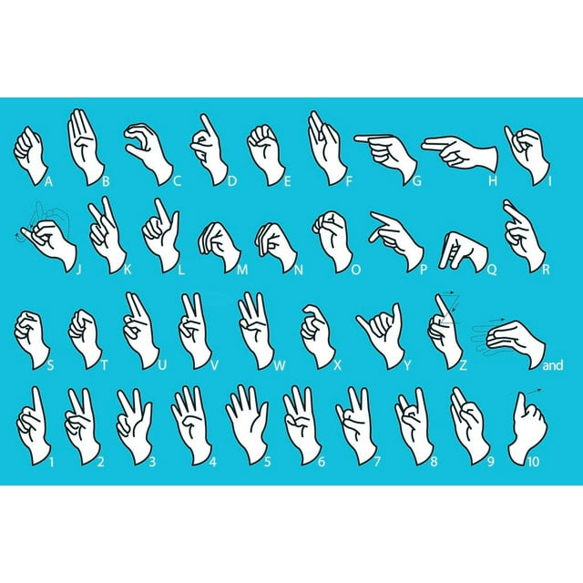 Sign Language Alphabet Communication Blue Educational Chart Cool Huge ...