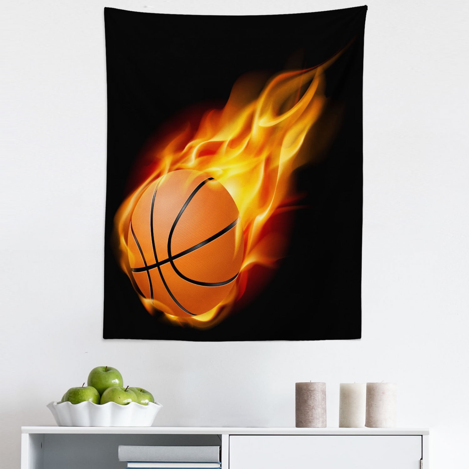 Sports Tapestry, Basketball Lover Ball Speed Shoot Hoops Sporty Fun Art ...