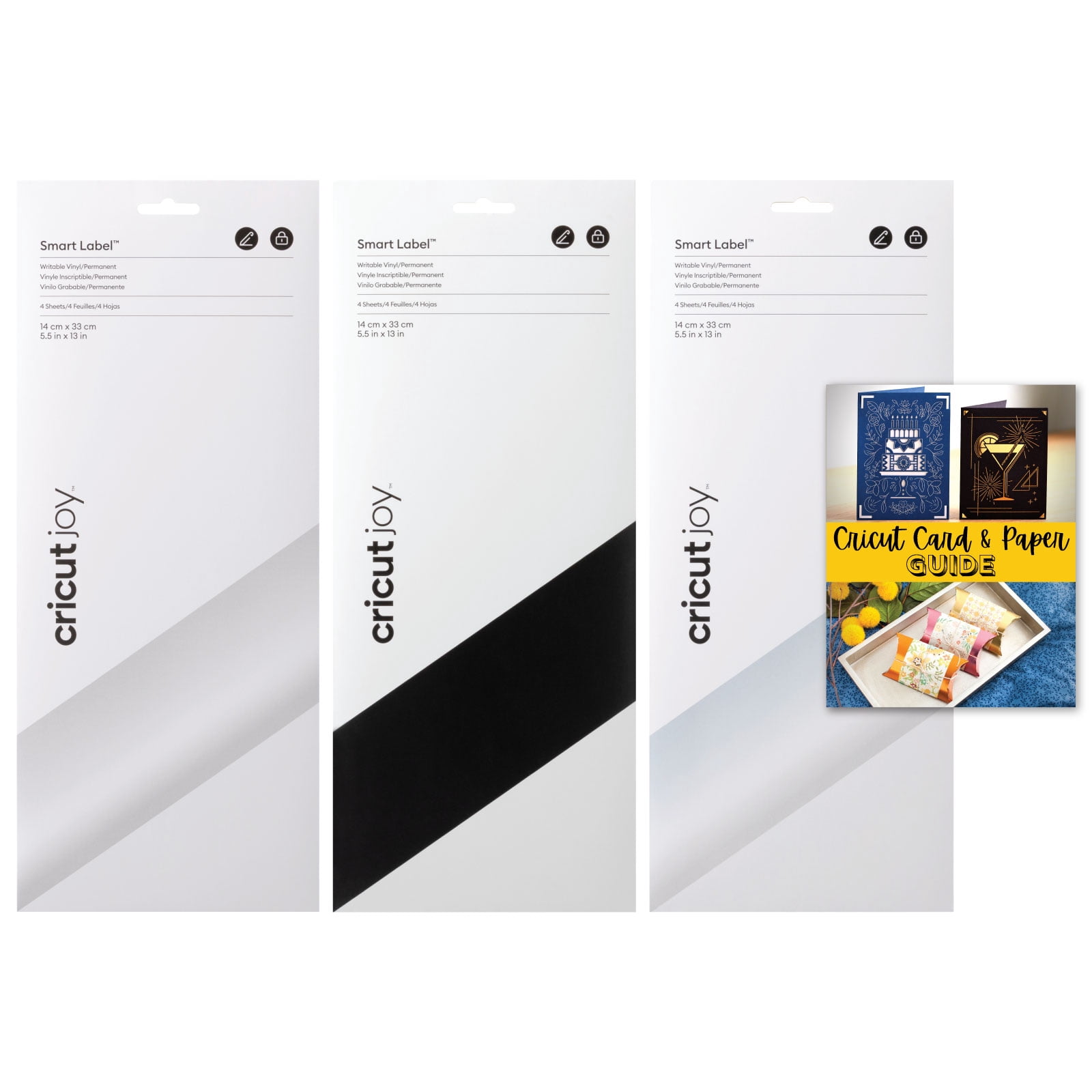 Cricut Joy Smart Label Writable Vinyl Transparent, Black, White ...
