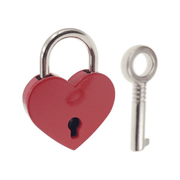 3 Pieces Small Metal Heart Shaped Padlock Mini Lock with Key for ...