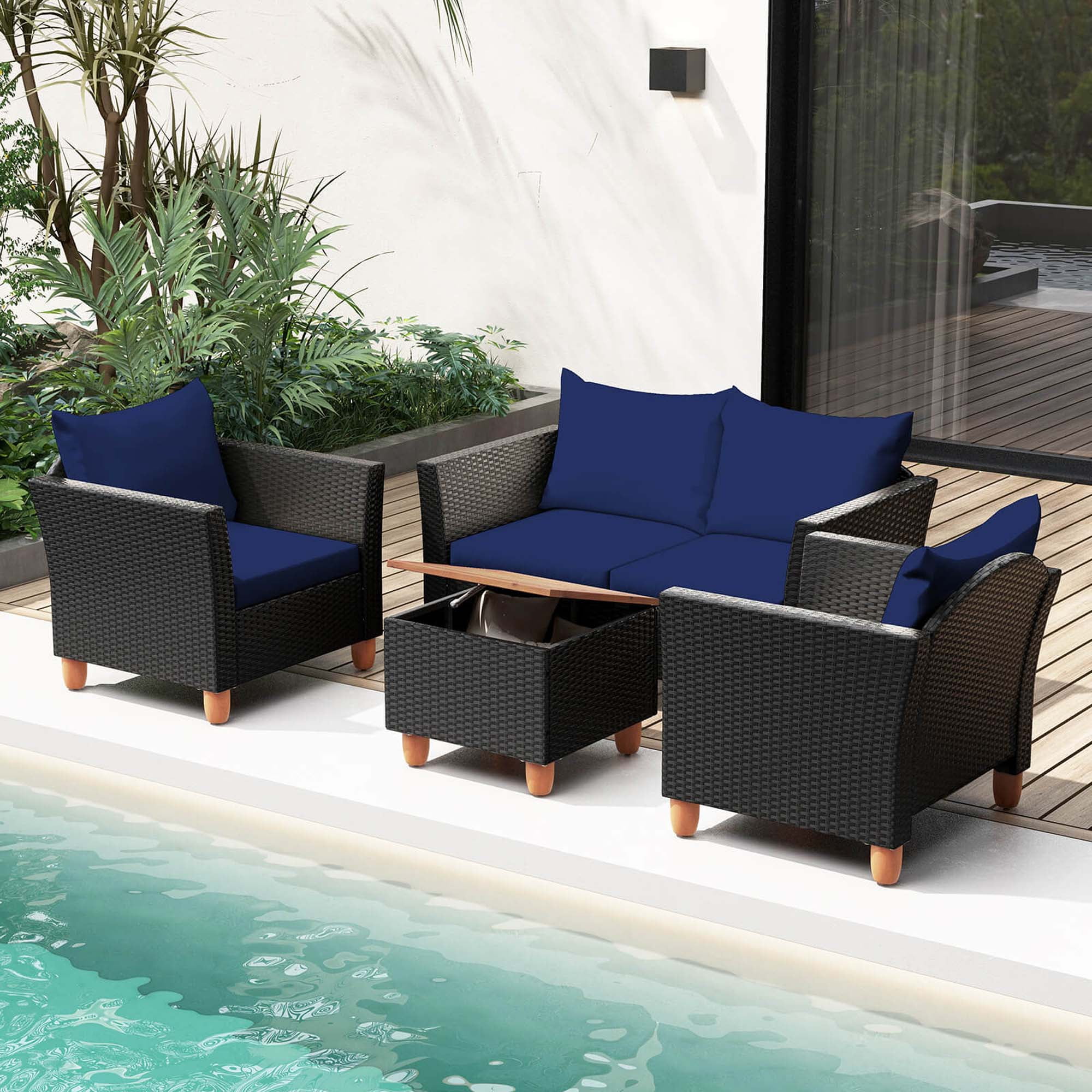 Click here for Costway 4 Pcs Wicker Patio Furniture Set With Remo... prices