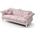 Homestock Upholstered Tufted Pink Sofa with Antique Appeal - Walmart.com