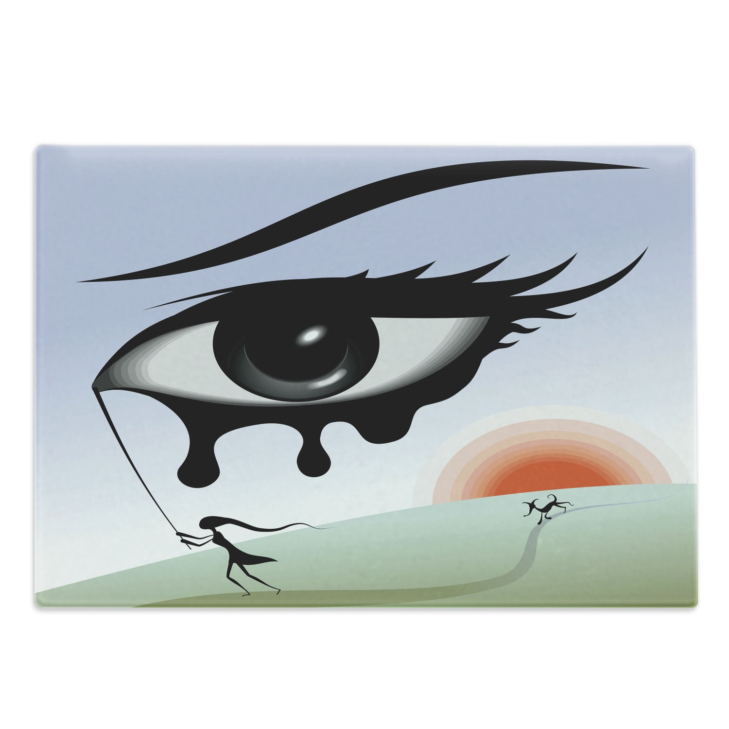 Eye Cutting Board, Surreal Avant Garde Art Composition Girl Runs with ...