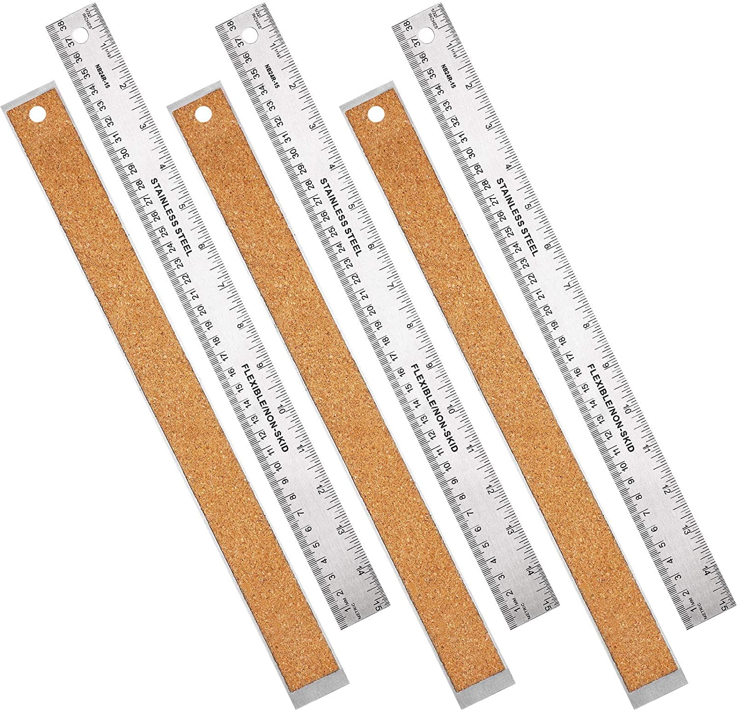 18 Inch Metal Ruler Non Slip Set Of 3 Stainless Steel Rulers, Metal ...