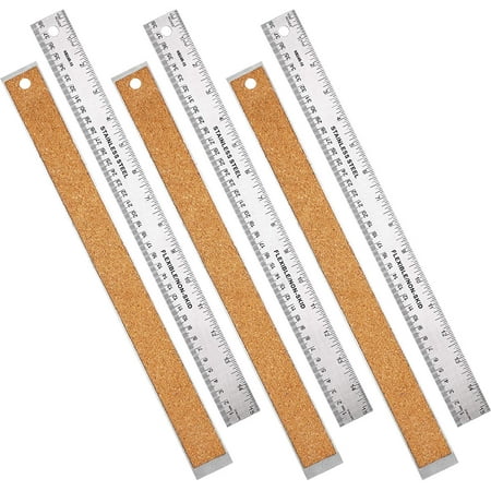 3 Pieces Stainless Steel Cork Back Rulers Metal Ruler Set Non Slip ...