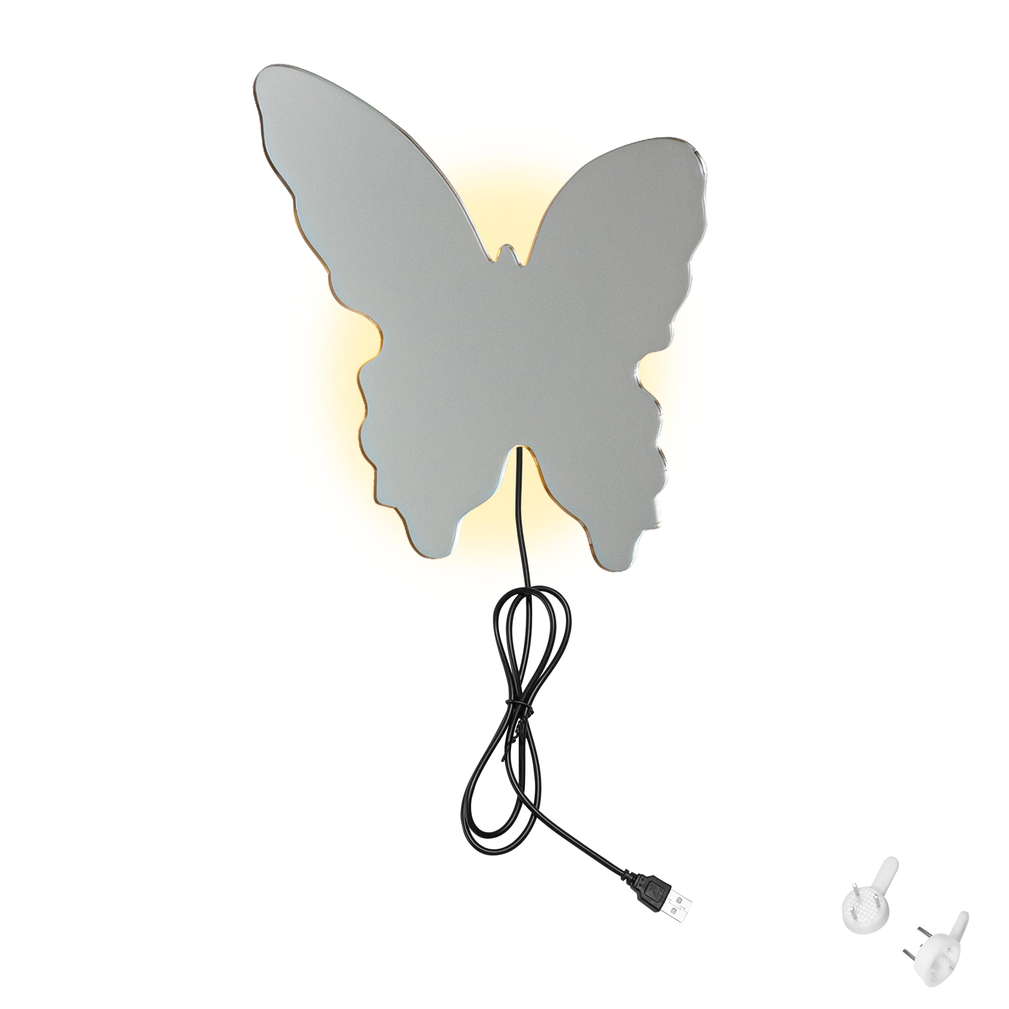 Kiven LED Wall Lamp, Plug-in Wall Lights Butterfly Mirror,Single Modern ...