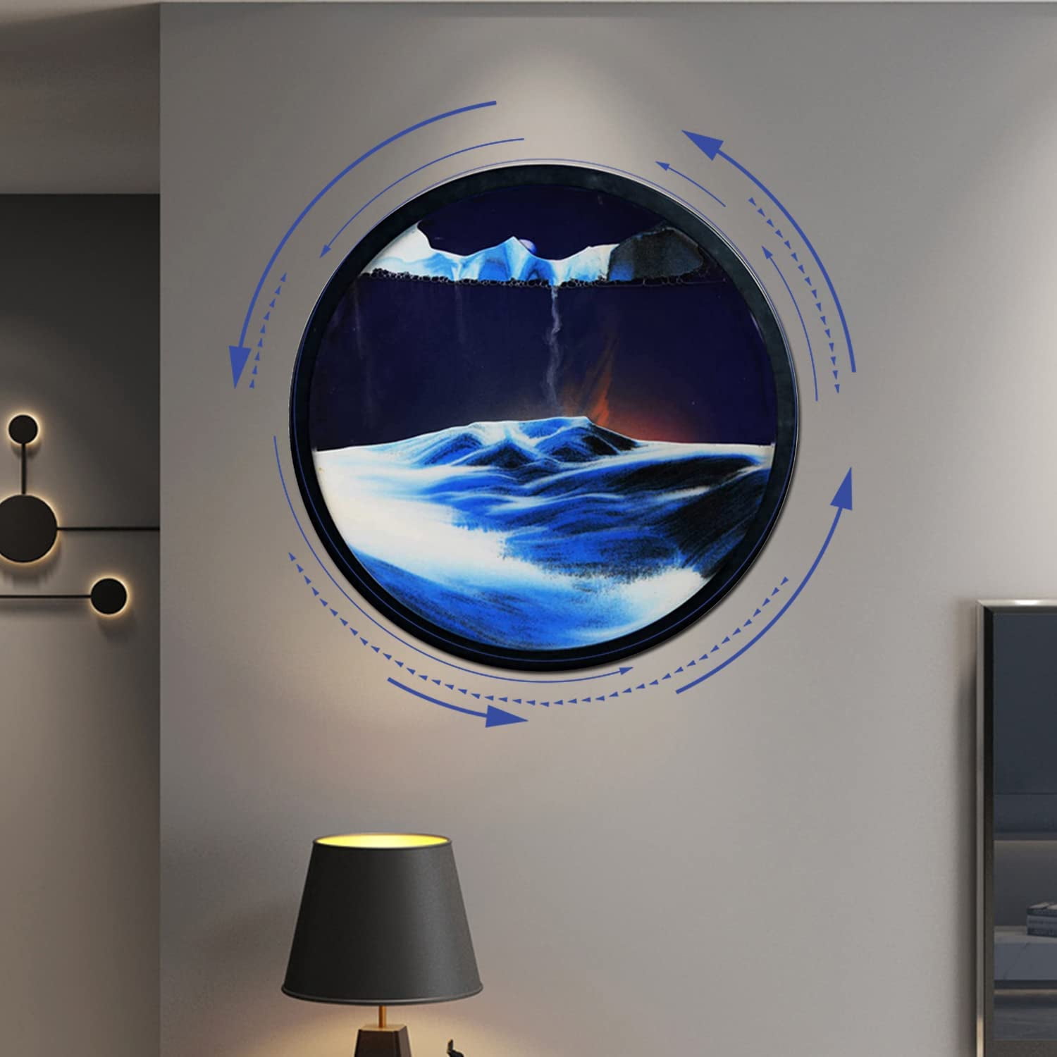 bafwm 17.3'' Moving Sand Art Decor ° Rotation Wall Art Sculpture ...