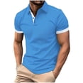 Ceisia Men Contrast Cuff Sleeve Polo Shirt Button Placket Solid Slim ...