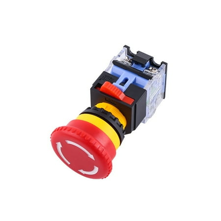 Push button for emergency stop 22mm 1NO 1NC 500V 10A with mushroom lock ...