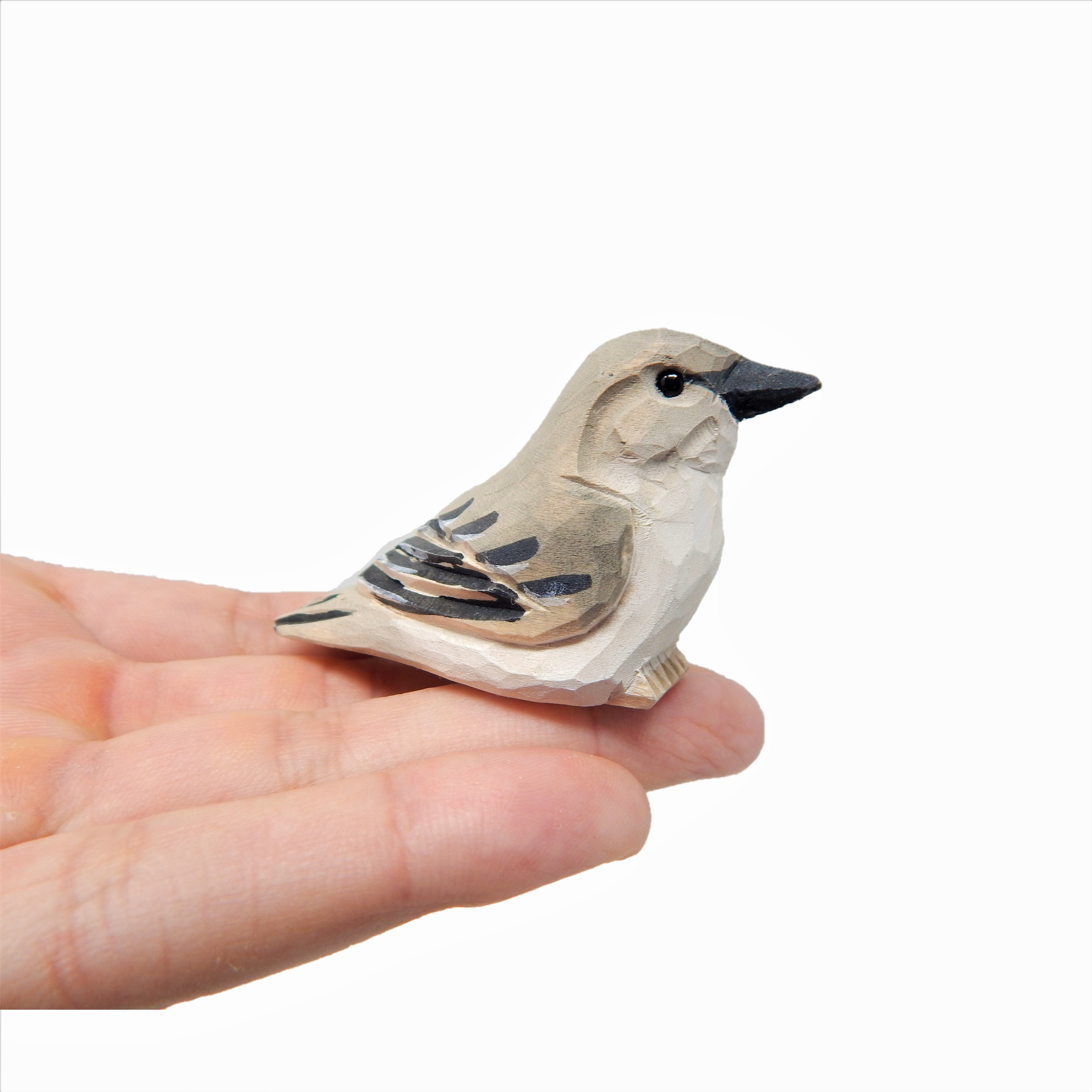 Mockingbird Gray Bird Figurine Statue Sculpture Art Miniature Wood ...