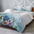4 Piece Duvet Cover Set Full, Cartoon Fish Coral Summer Ocean Soft ...