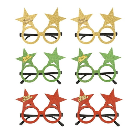 Glitter Christmas Eyeglasses(6 Pcs), Christmas Leaves Star Decorative ...