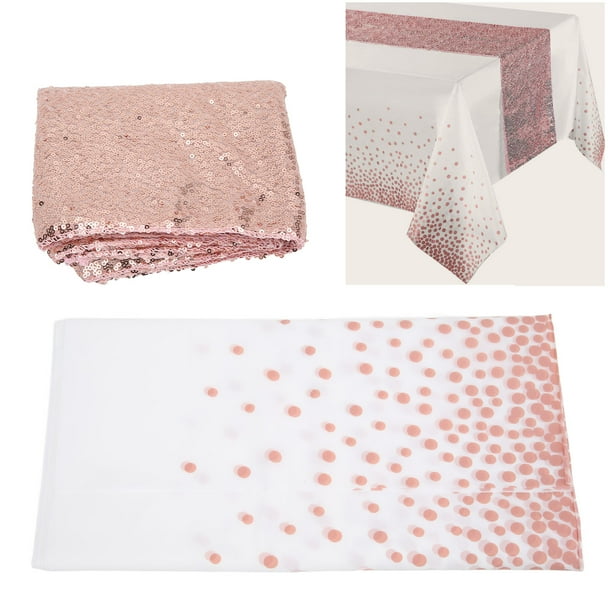 Rose Gold Dot Party Table Cloths, 54x108in Tablecloth And Sequin Table ...