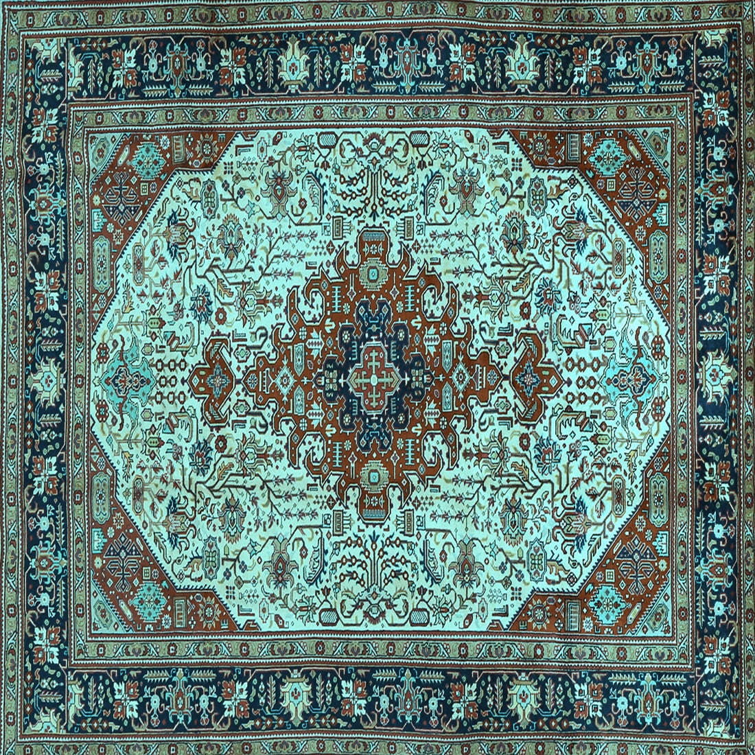 Ahgly Company Indoor Square Medallion Light Blue Traditional Area Rugs ...