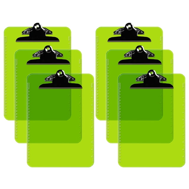 Davis Group Plastic Clipboard, Spring Clip, Transparent Neon Green, 6 ...