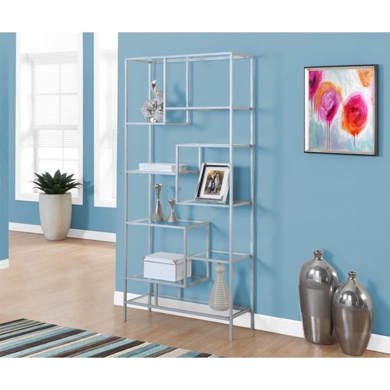 Scranton & Co Metal Bookcase in Silver - Walmart.com