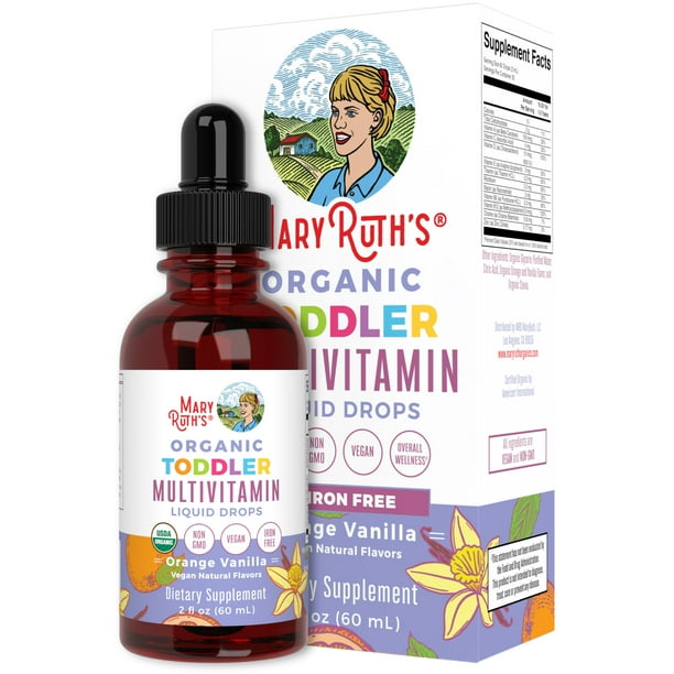 MaryRuth's | USDA Organic Multivitamin Liquid Drops for Kids 1-3 | Iron ...