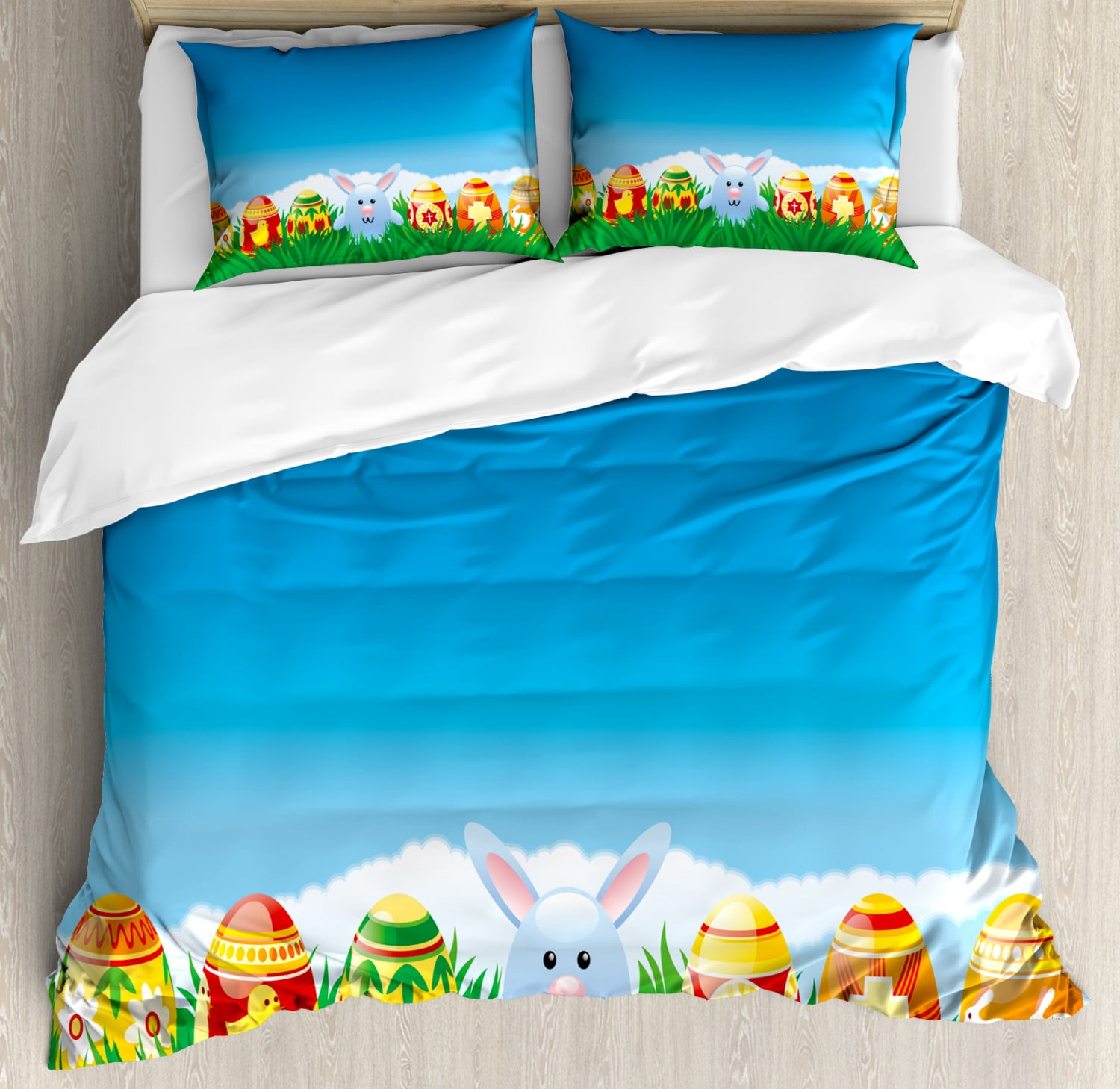 Easter Bunny Duvet Cover Set Queen Size, Cute Cartoon Illustration of ...