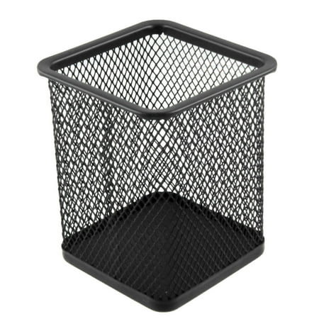Black Metal Mesh Rectangle Shaped Pen Pencil Holder Container | Walmart ...