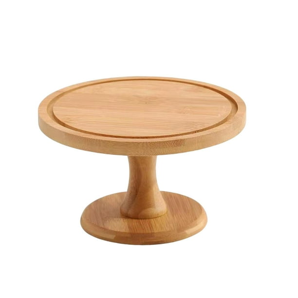 Bamboo Cake Stand Pedestal Kitchen Server Tray Cupcake Stand Round for ...
