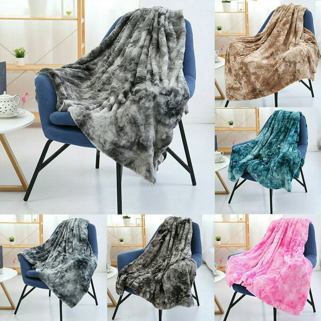 Soft Shaggy Faux Fur Blanket Fluffy Fleece and Sherpa Bed Throw ...