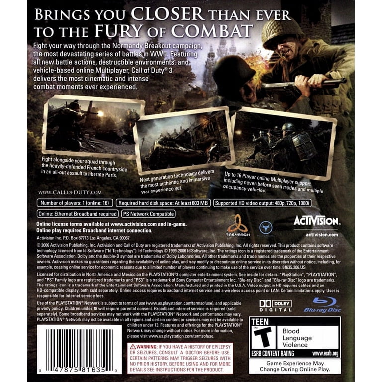 Call Of Duty 3 Ps2