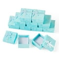 12 pc Cardboard Rings Boxes with Sponge Inside Square with Bowknot Pale ...