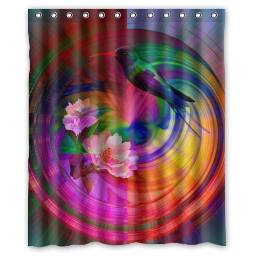 Hellodecor Hummingbird Shower Curtain Polyester Fabric Bathroom