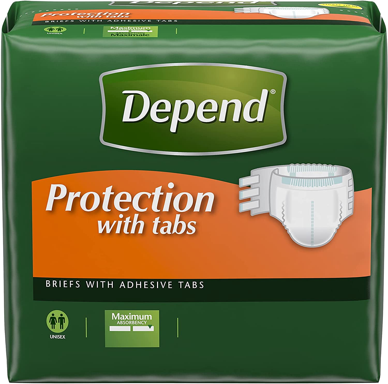 Depend Protection with Tabs, Large / X-Large 35 to 49 Inch, Heavy ...
