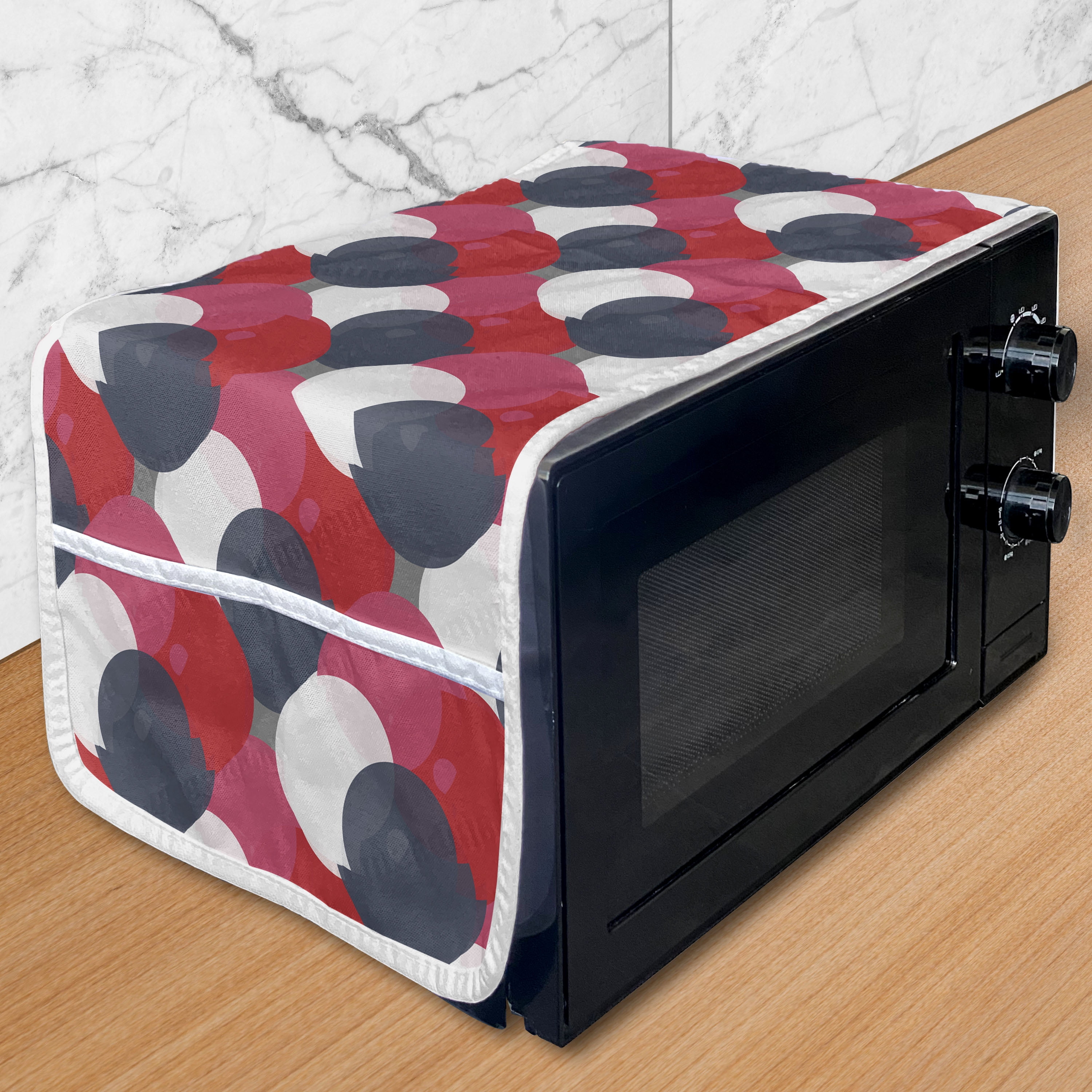 Modern Microwave Oven Cover, Ornate Abstract Circular Shapes Pattern ...