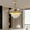 FINE MAKER 42" Remote Crystal Chandelier with Fan Inventer Fandelier ...