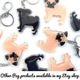 Black Pug Keychain: Double-Sided Acrylic Charm, Silver Key Ring (1 ...