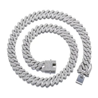 CZ Diamond Lock Cuban Chain 12MM Gold Steel - Walmart.com