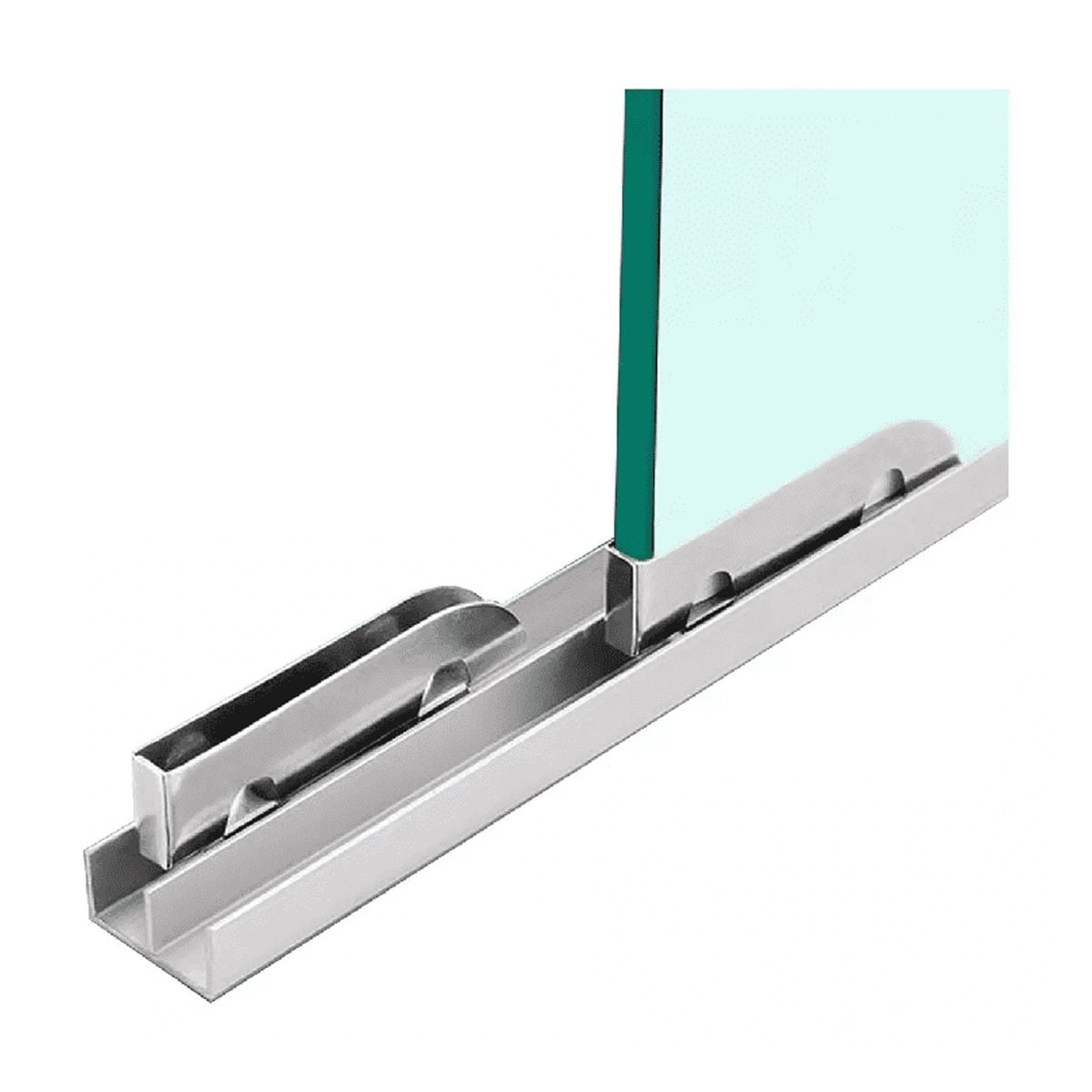 12 Pc Acero Inox Cristal 5mm + Riel Puerta Corredera 60cm PLATA ...