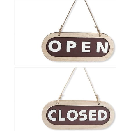 DouHu 1 Piece Open And Close Sign, Wood Door Sign Double Sided Hanging ...