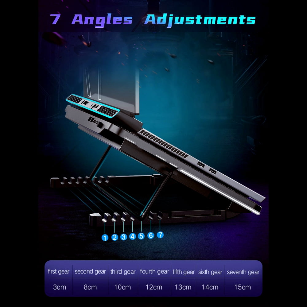 COOLCOLD F5 Laptop Cooler 6-fan Laptop Cooling Stand Diseño silencioso con soporte de teléfono ...