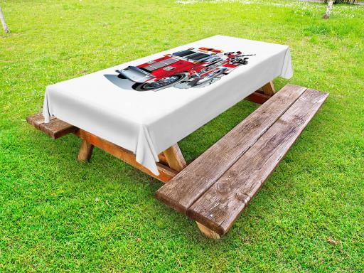 Truck Outdoor Tablecloth, Fire Brigade Vehicle Emergency Aid For Public ...