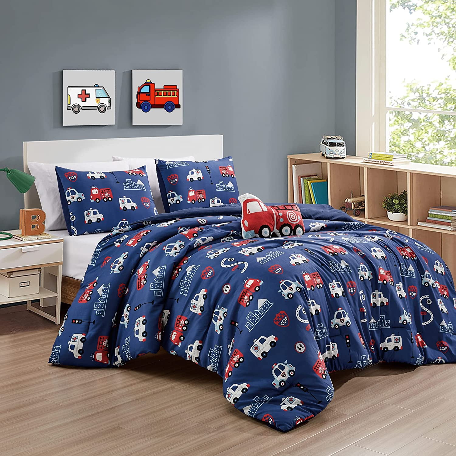 Chezmoi Collection 4-Piece Kids Multi-Color Firetruck First Responsers ...