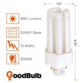 13 Watt CFL Light Bulbs | 4 Pin GX24Q-1 Base 3000K Warm White | 13W High Output 810 Lumens ...