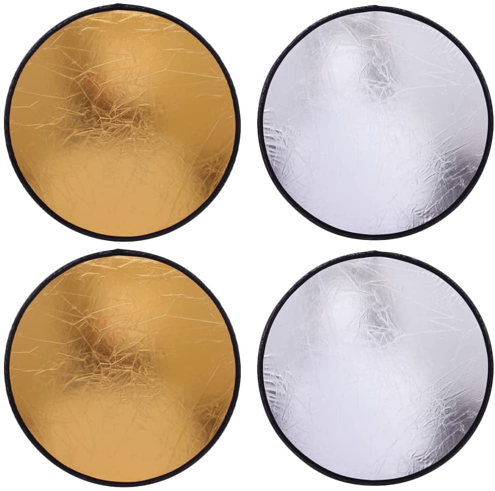 Round Disc Photography Light Reflector: 4pcs Collapsible 2- in- 1 ...