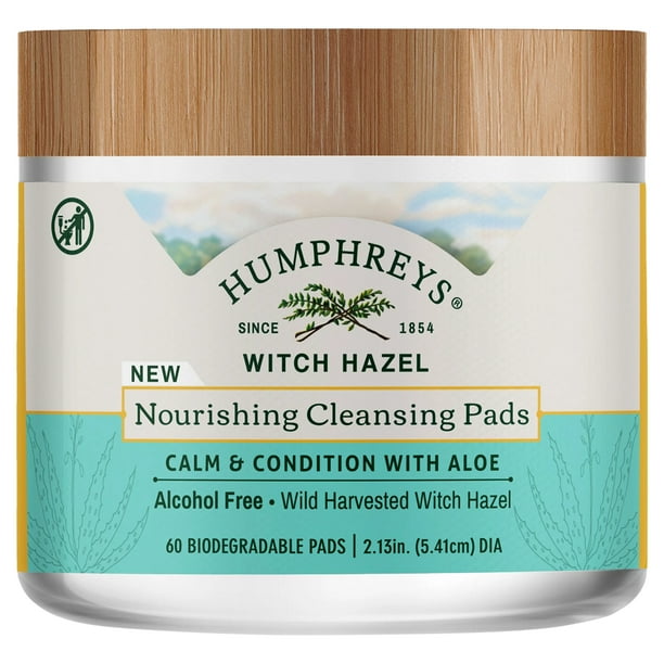 Humphreys Witch Hazel Alcohol Free Cleansing Pads, 60 Biodegradable ...