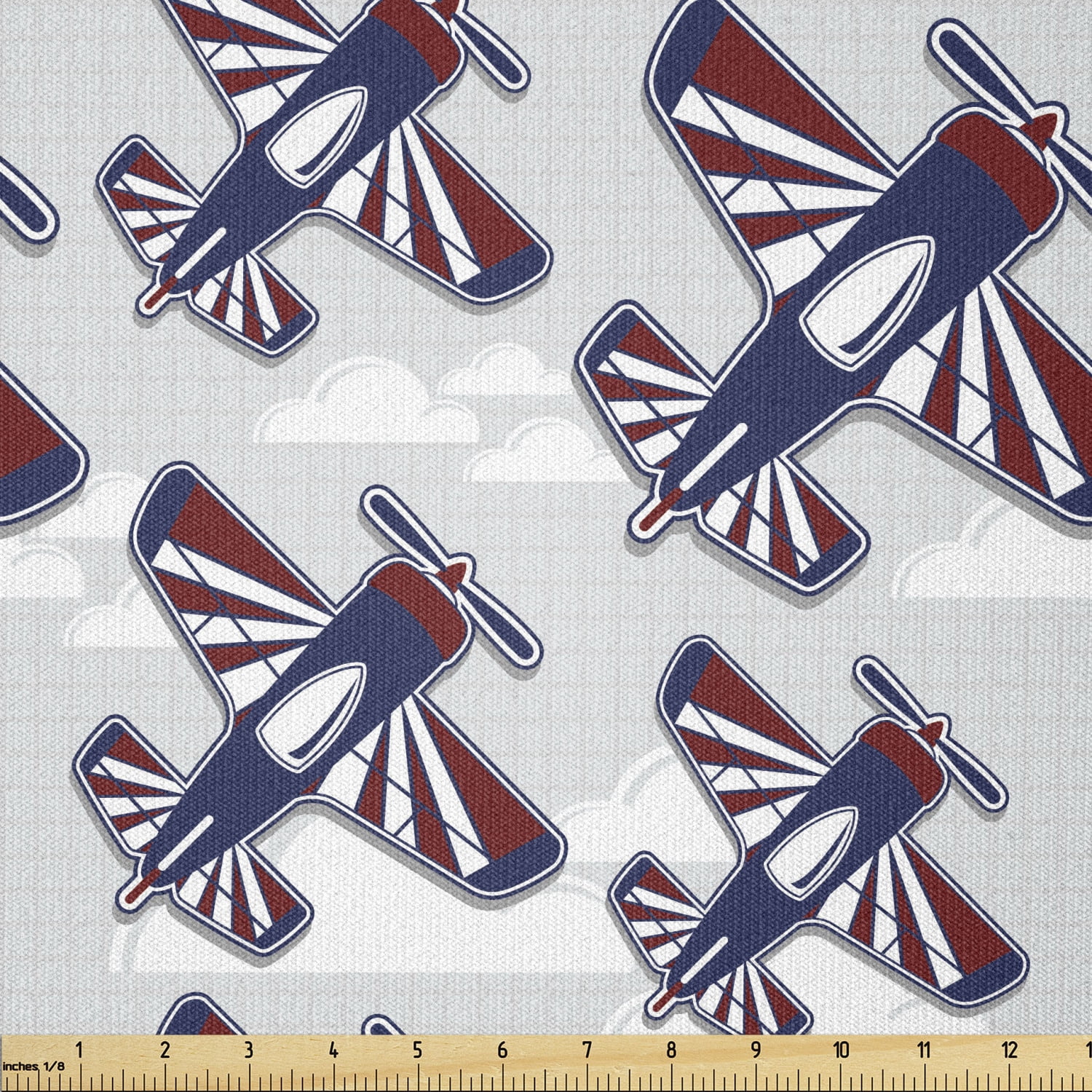 Airplane Fabric by The Yard, Aviation Theme Pattern with Airships in ...