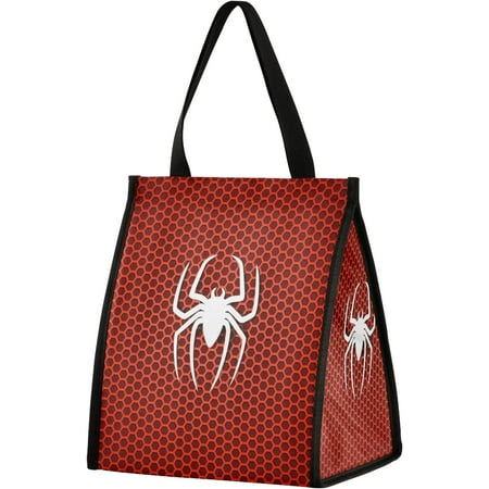 White Spider White Silhouette On Cell Red Pattern Velcro Closure Lunch ...
