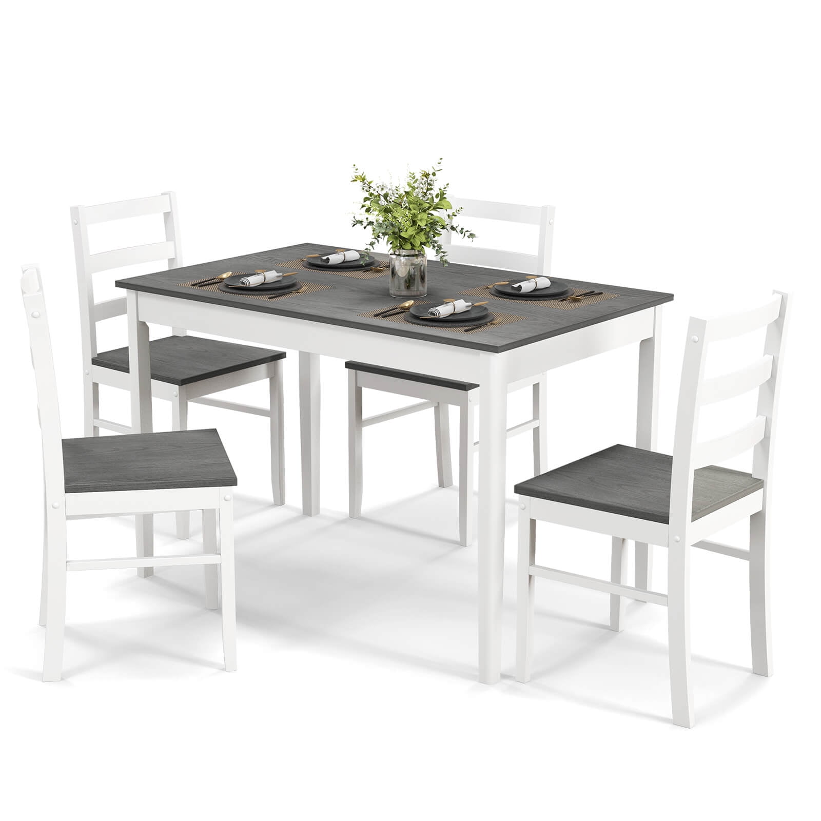 Click here for Costway 5-Piece Dining Set Solid Wood Kitchen Furn... prices